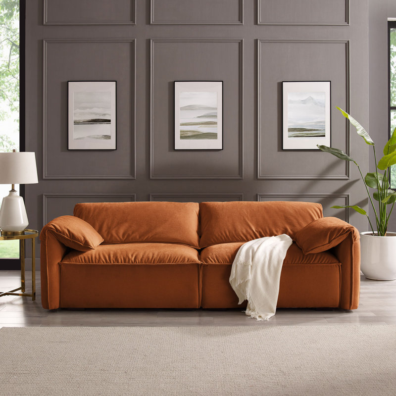Louai 95 Soft Chenille Upholstered Sofa with Plush Cushioning